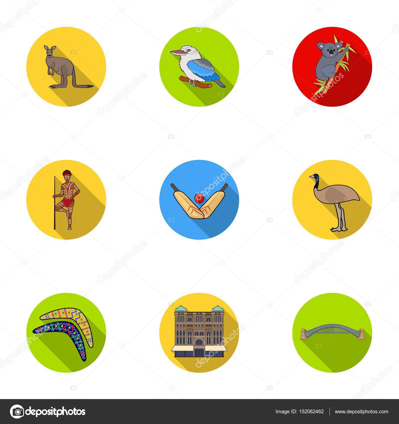 National symbols of australia. Web icon on Australia theme.Australia ...