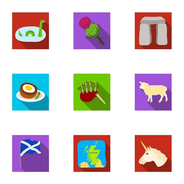 Skotské národní znaky. Skotský atrakcí. Skotsko země ikona v nastavit ...