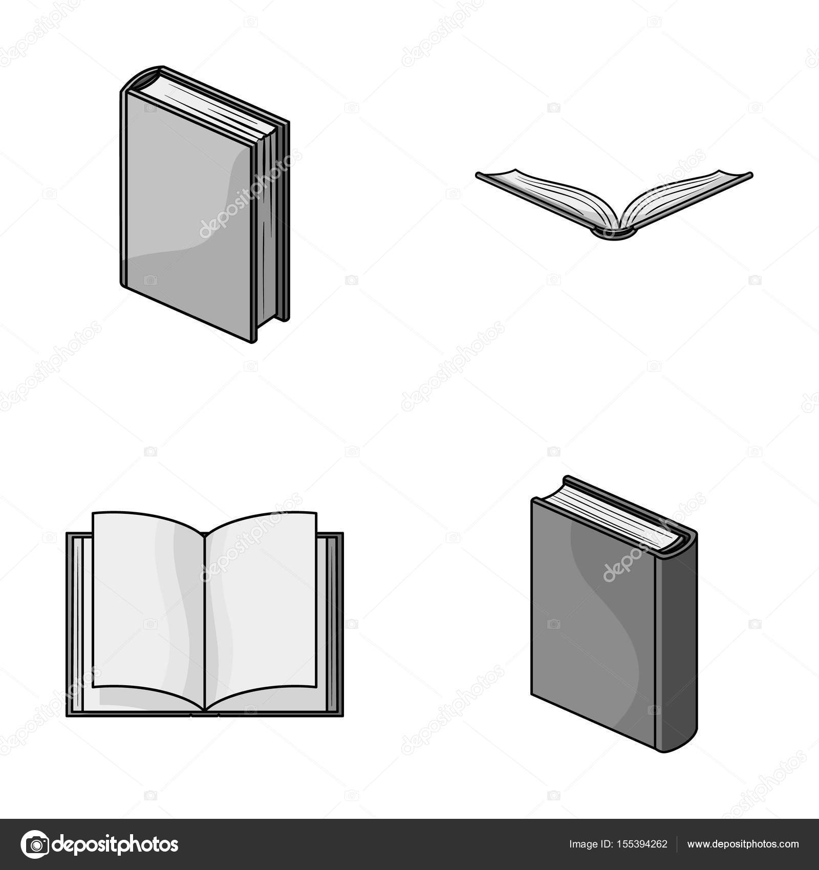 Verschillende soorten boeken. Boeken collectie iconen in zwart-wit ...