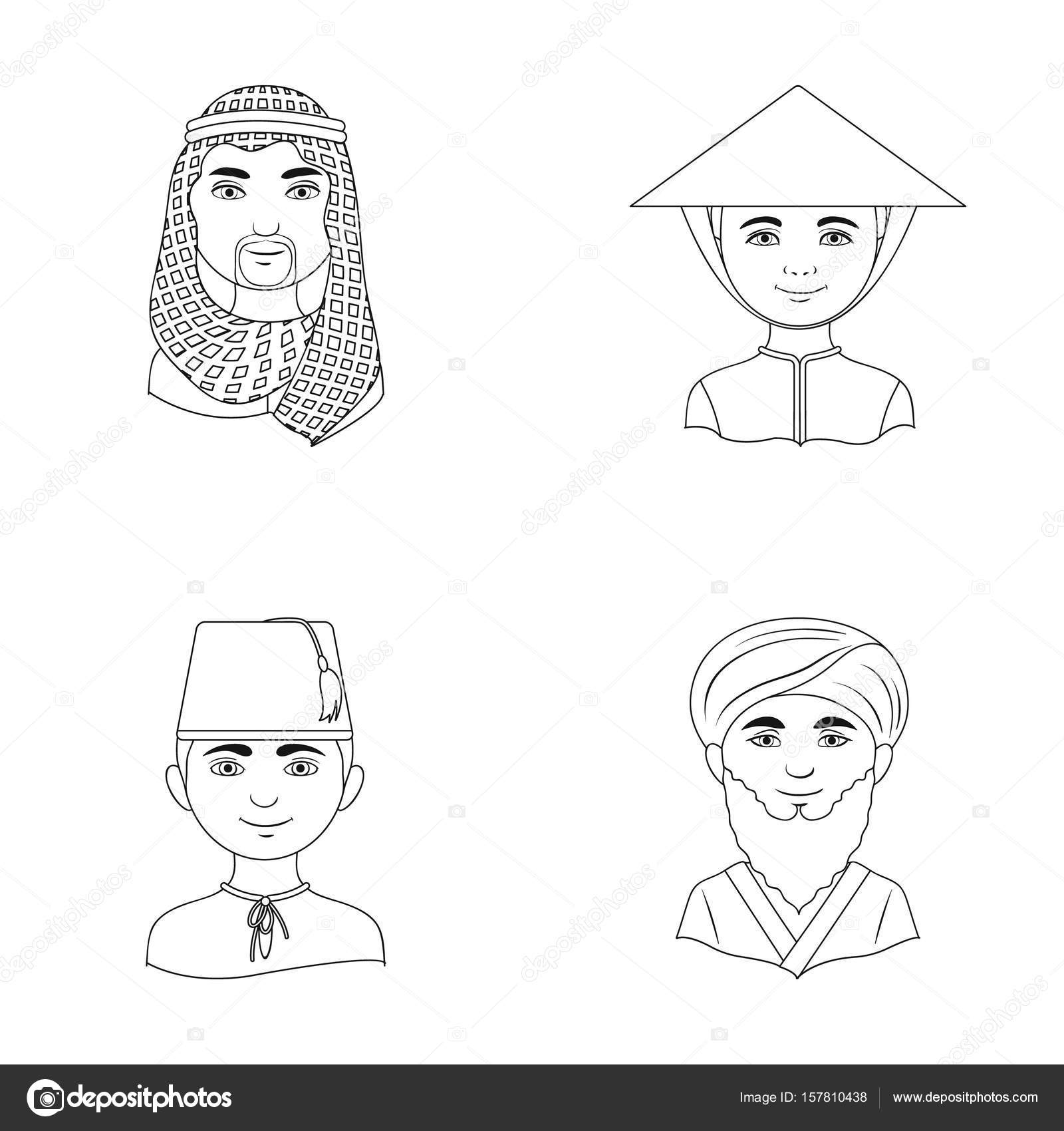 Arab, turks, vietnamese, middle asia man. Human race set collection ...