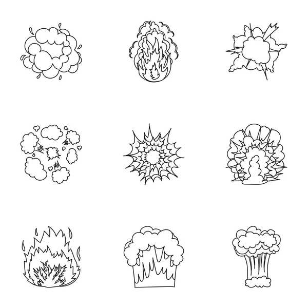 Cartoon sketchy doodle set with explosion effects of different size and ...