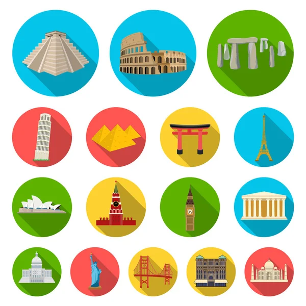 Sights of different countries flat icons in set collection for design ...