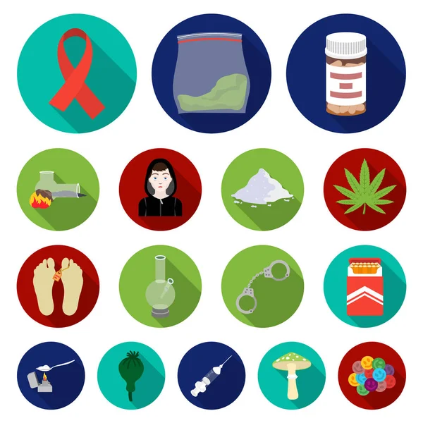 Drug addiction and attributes neon icons in set collection for design ...