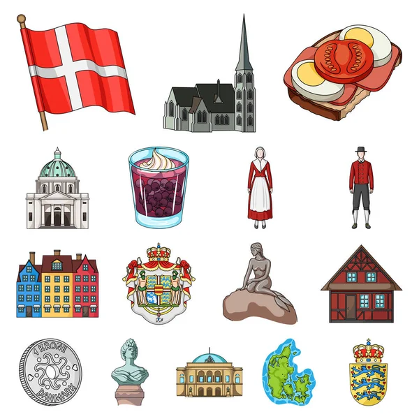 Traveling in Denmark cartoon icons in set collection for design ...