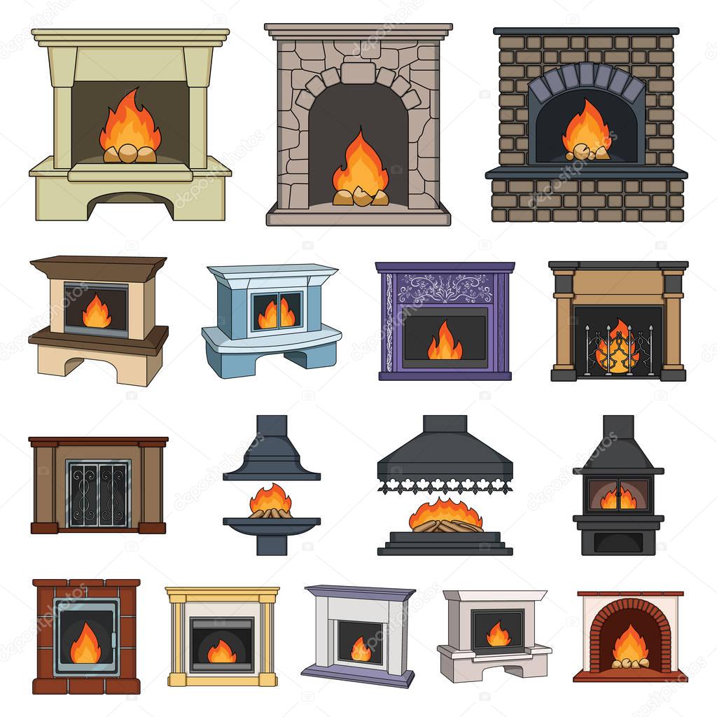 Diferentes tipos de chimeneas iconos de dibujos animados en la ...