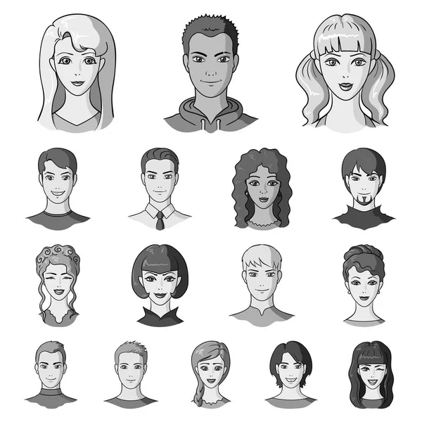 Avatar and face monochrome icons in set collection for design. A person ...