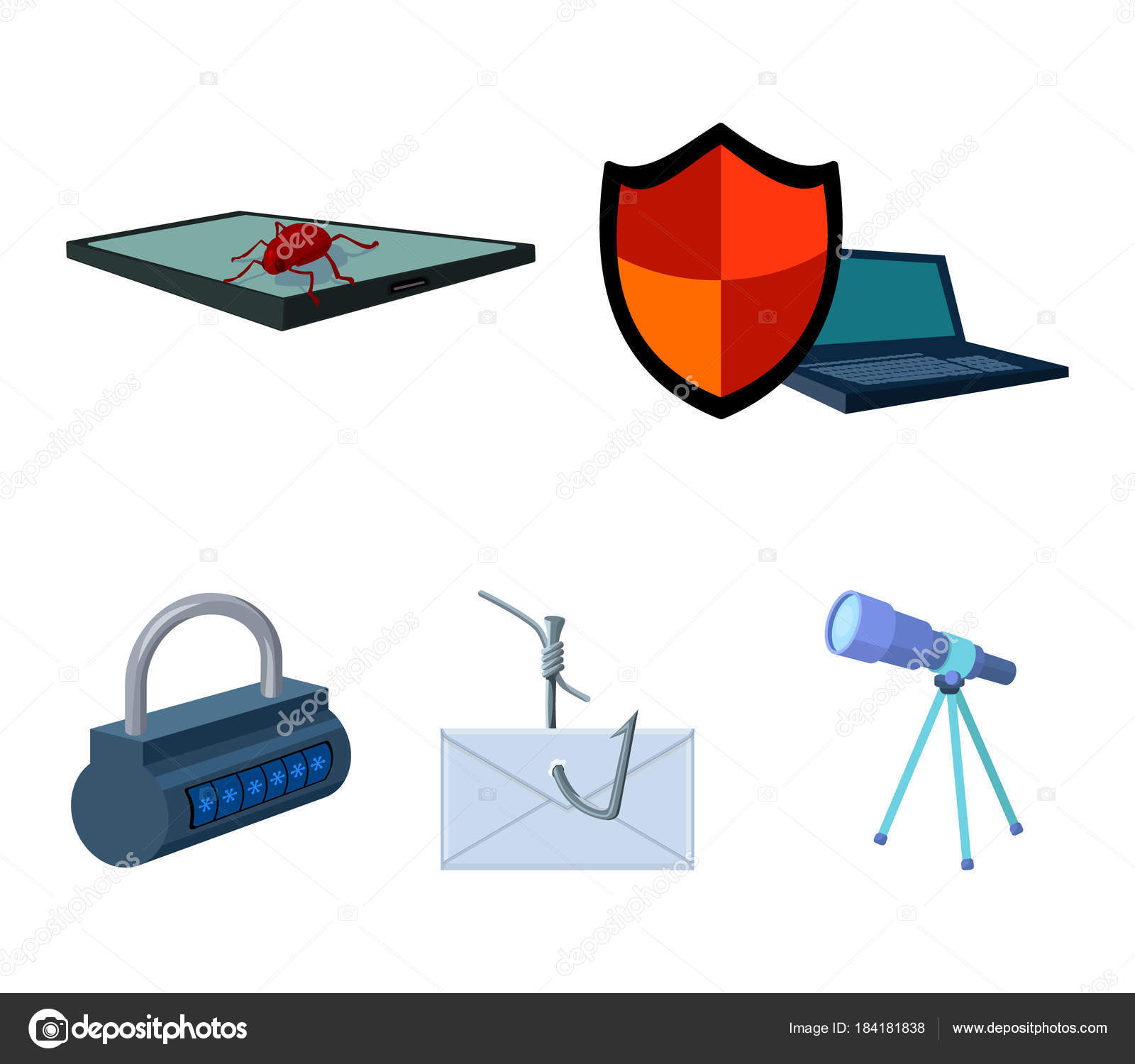Hacker System Connection Hackers And Hacking Set Collection Icons In Cartoon Style Vector