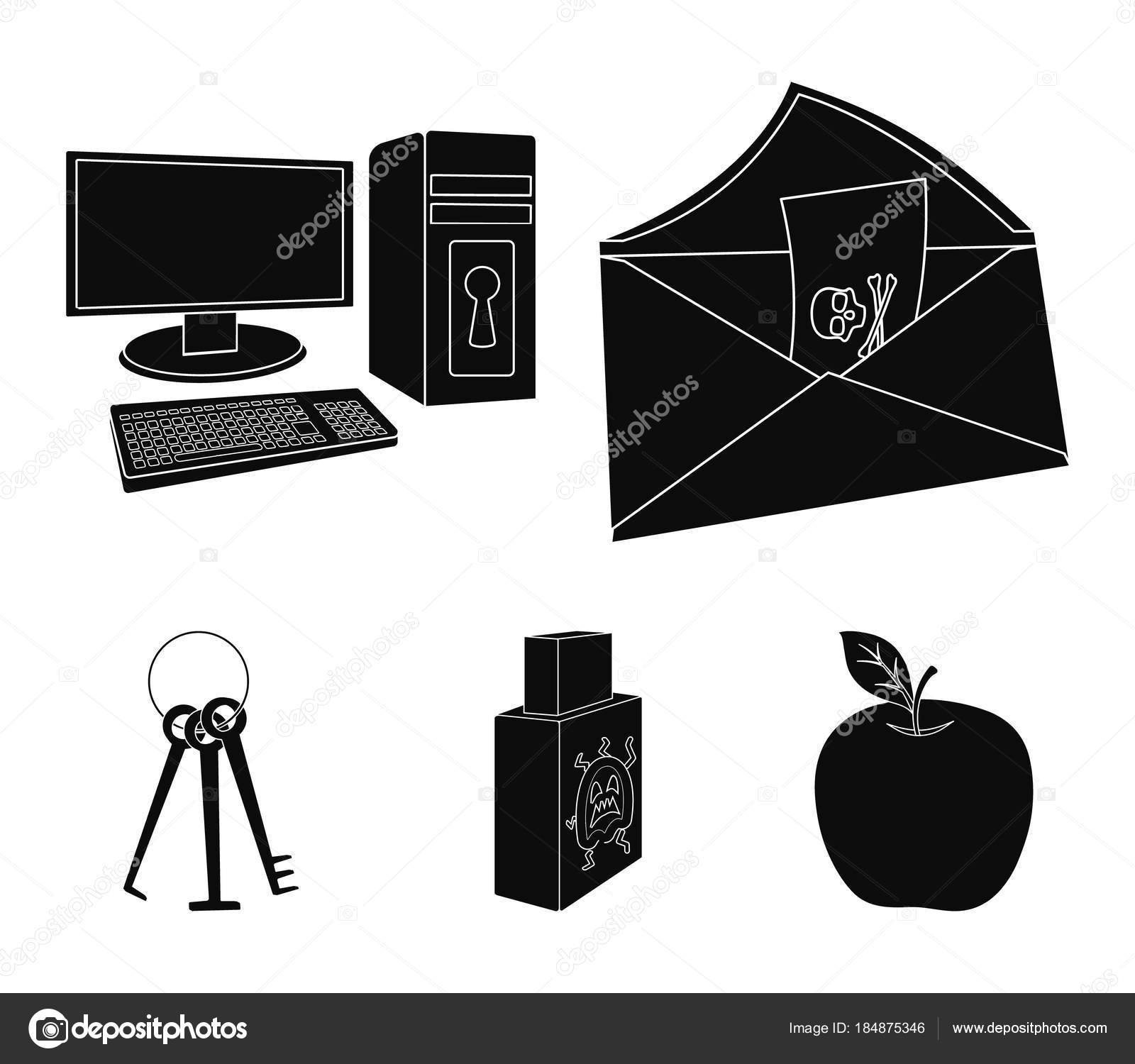 Virus, monitor, display, screen .Hackers and hacking set collection icons in black style vector ...
