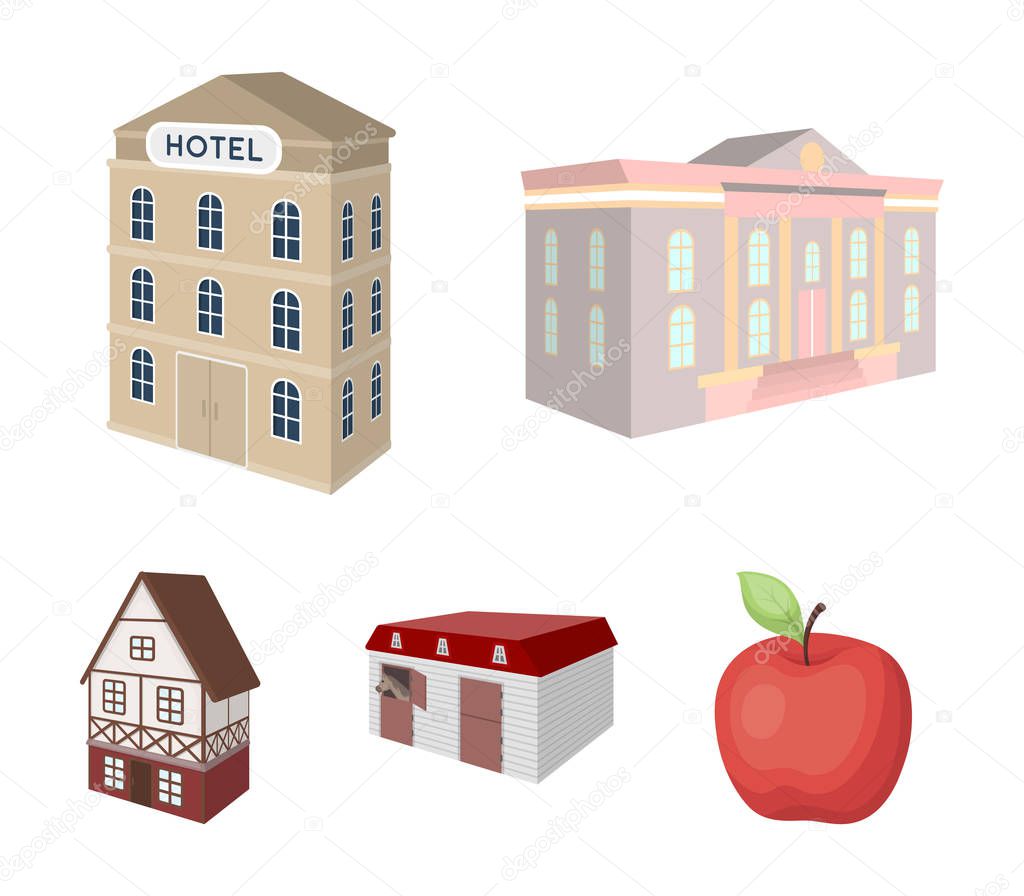 El edificio del museo, un hotel de tres pisos, un establo en el ...