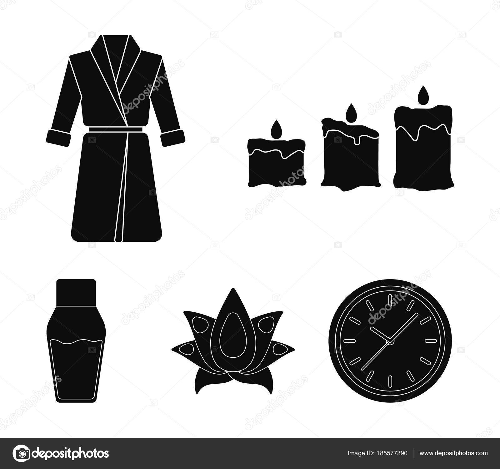 Multicolored candles with a flame, a blue robe with a belt, a lotus ...