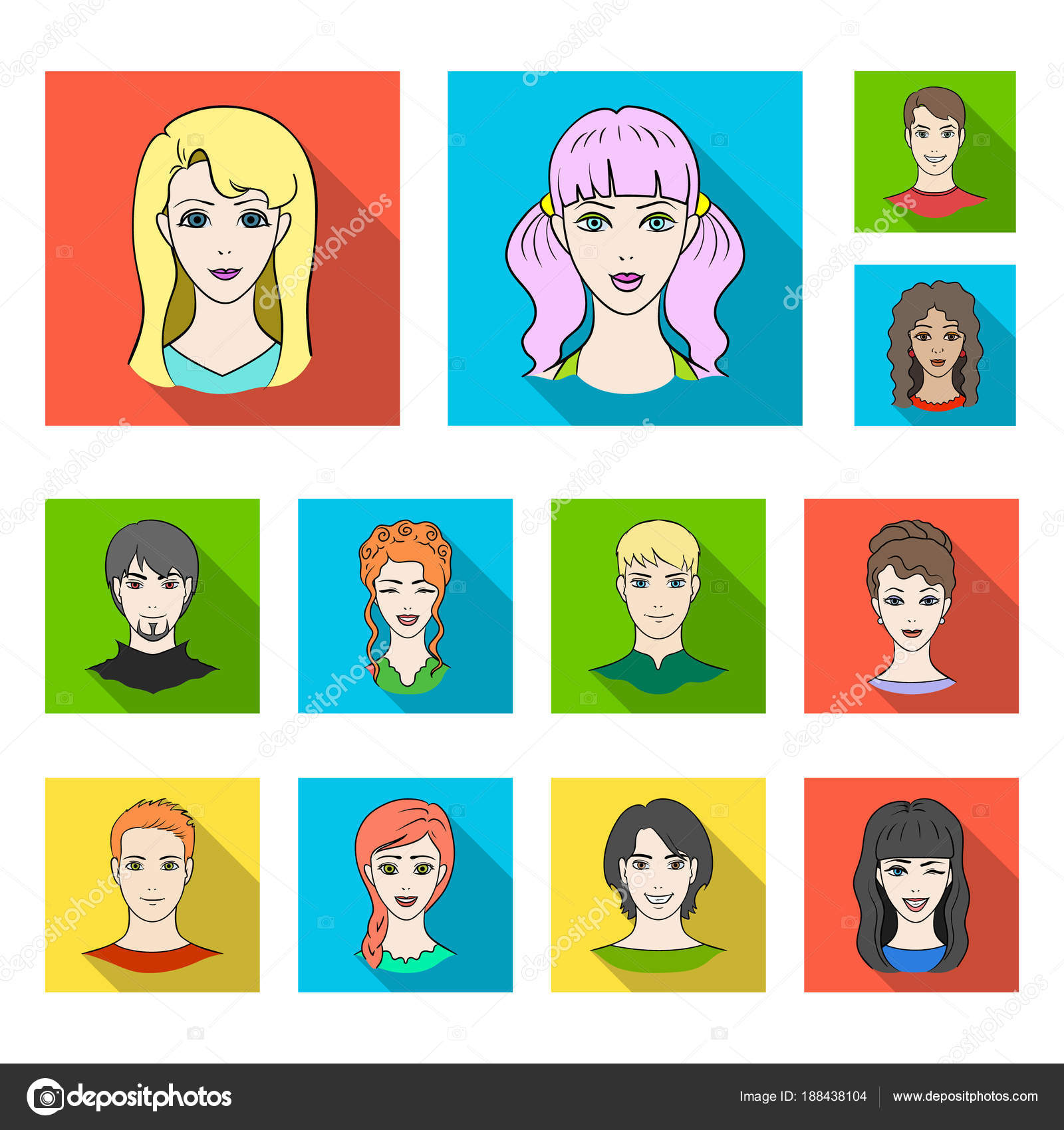 Avatar and face flat icons in set collection for design. A person ...
