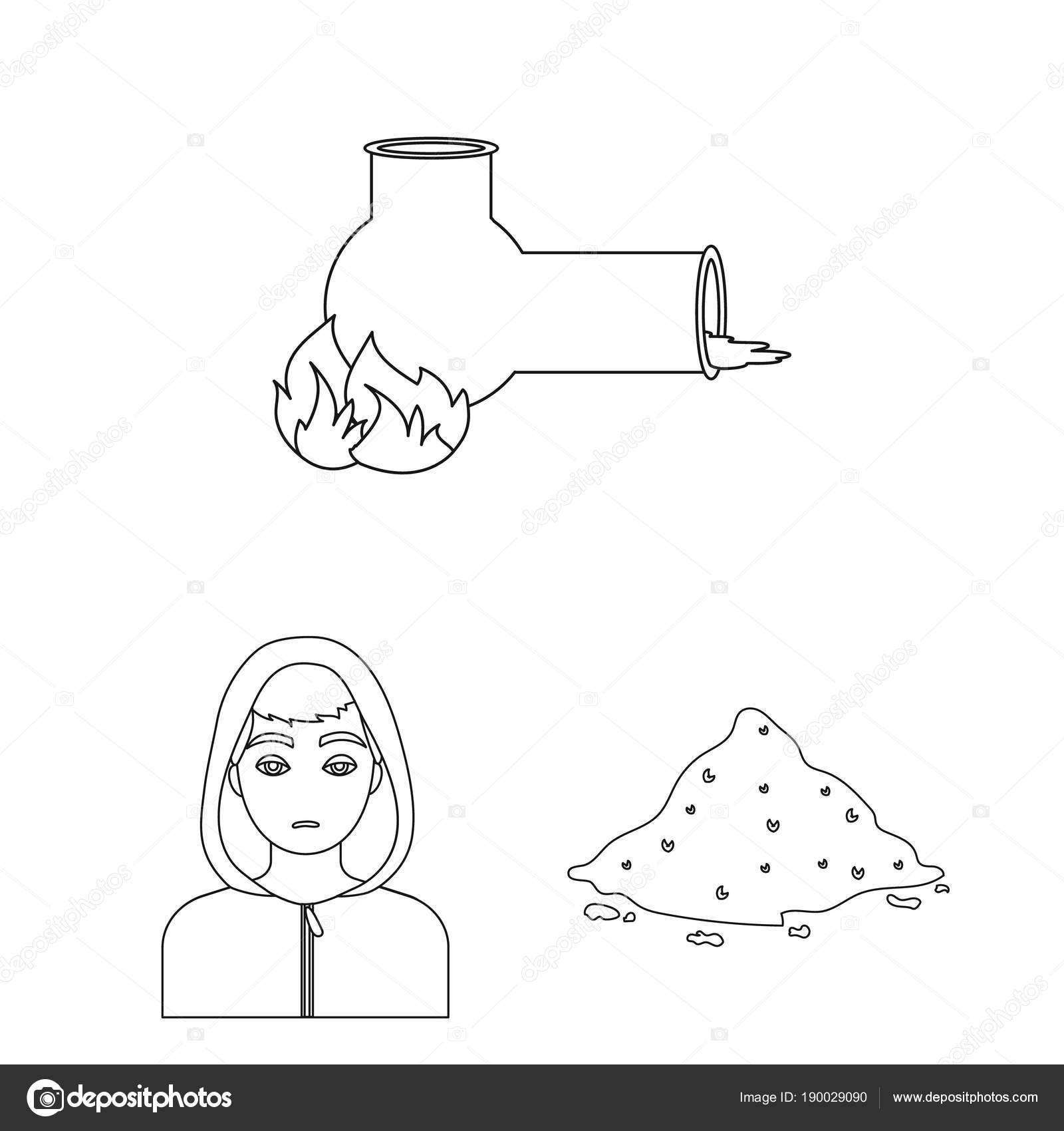 Drug addiction and attributes outline icons in set collection for ...