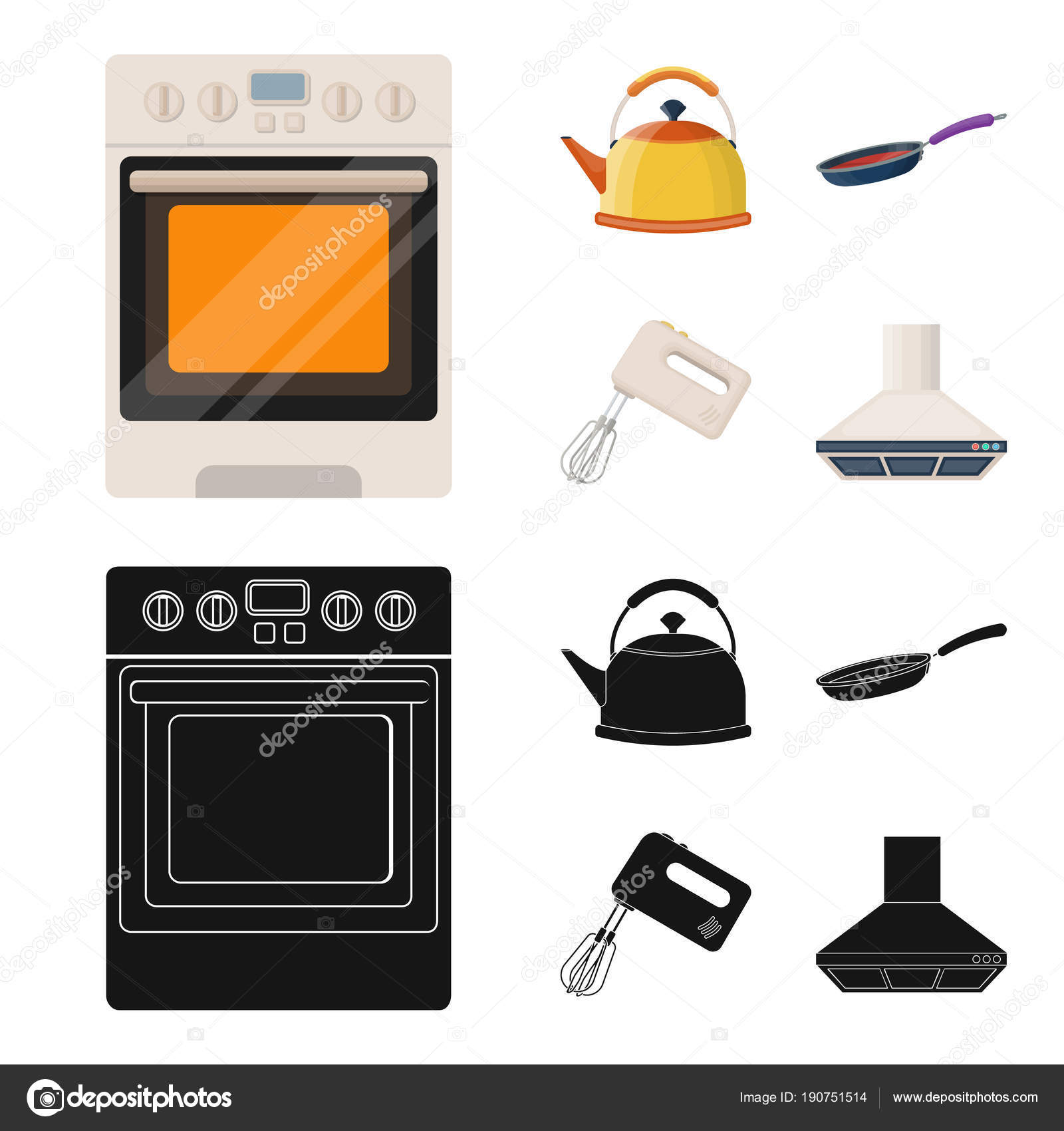 Kitchen equipment cartoon,black icons in set collection for design ...