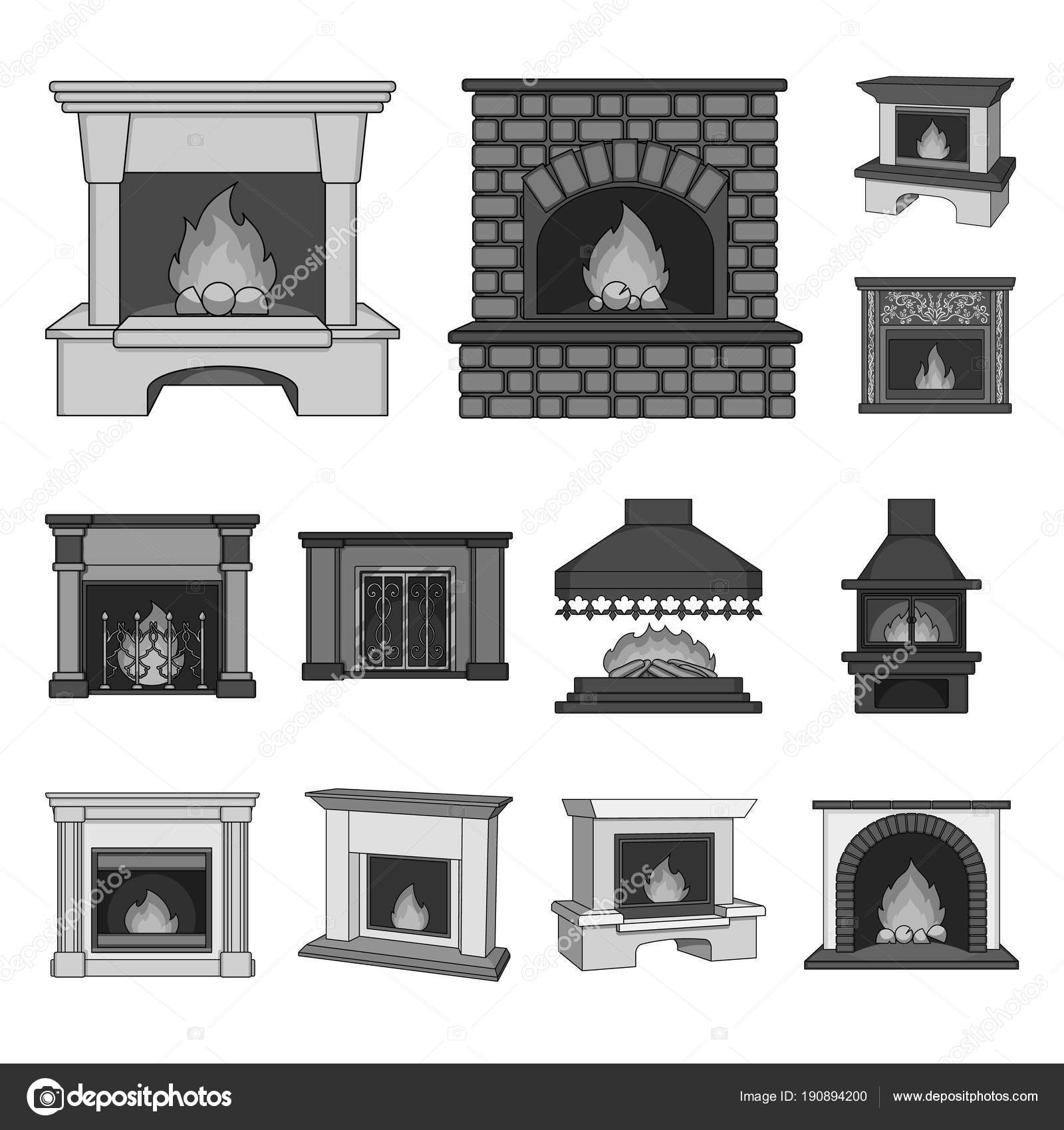 Diferentes tipos de chimeneas iconos monocromáticos en la colección de ...