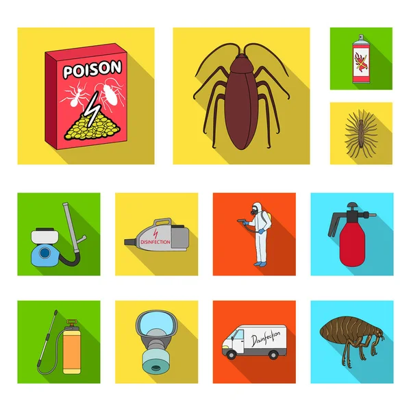 Pest, poison, personnel and equipment flat icons in set collection for ...