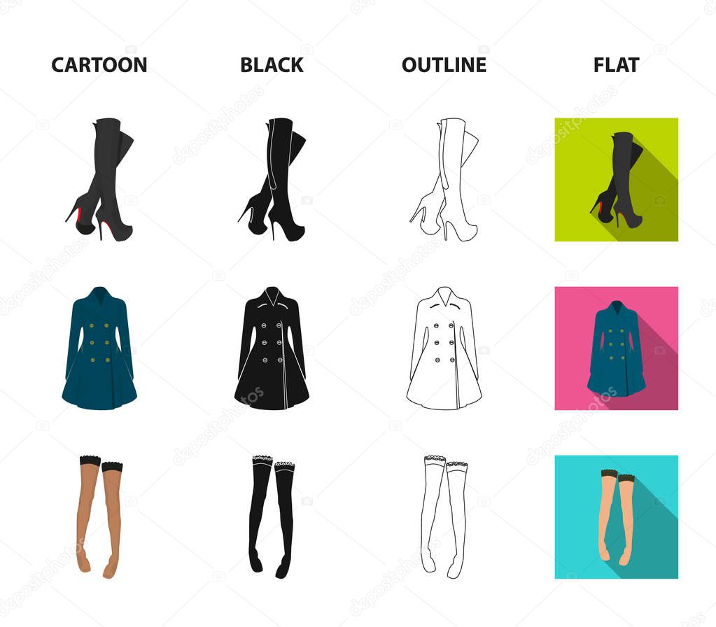 Botas altas de mujer, abrigos en botones, medias con una banda elástica ...