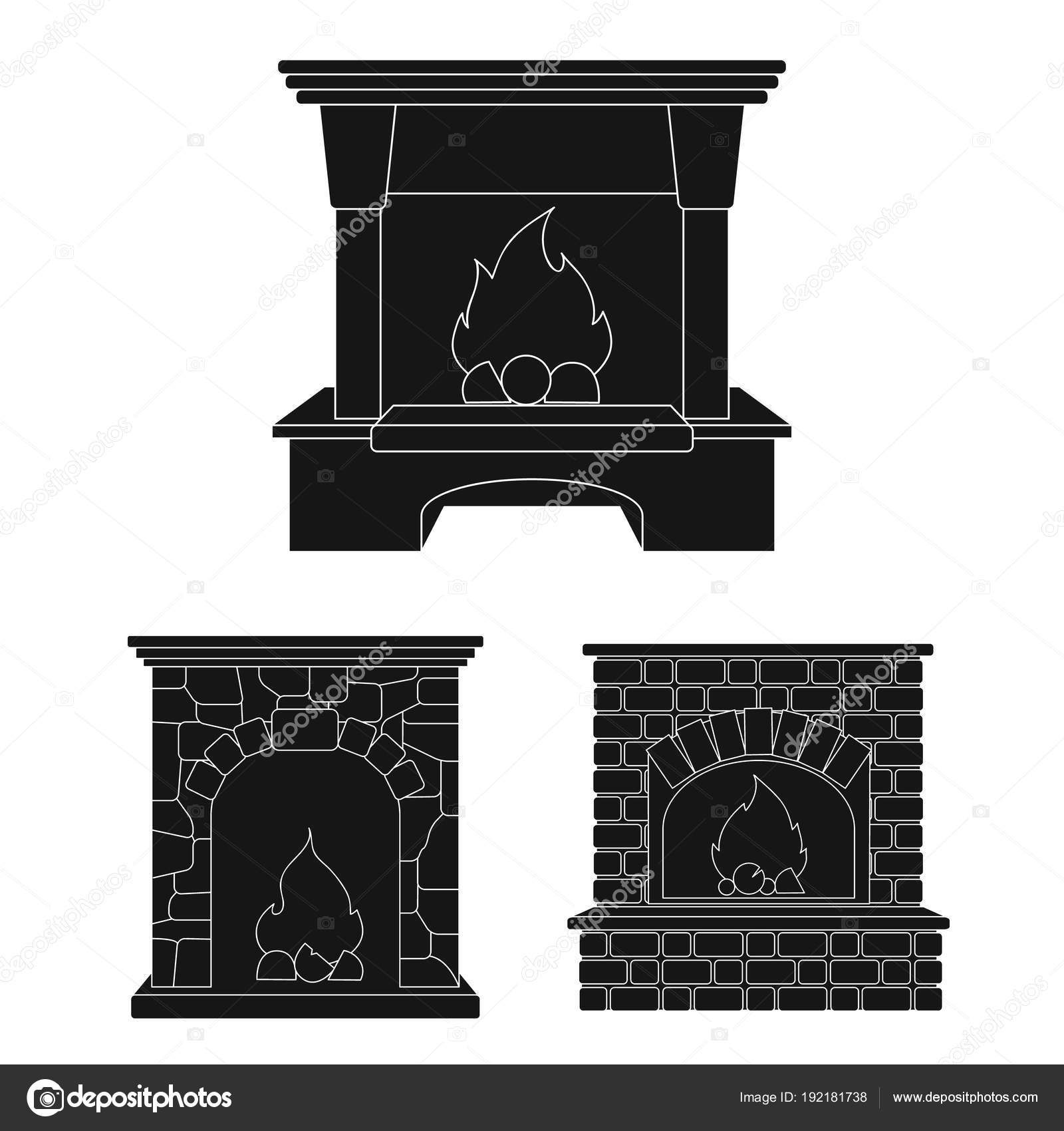 Diferentes tipos de chimeneas iconos negros en la colección de ...