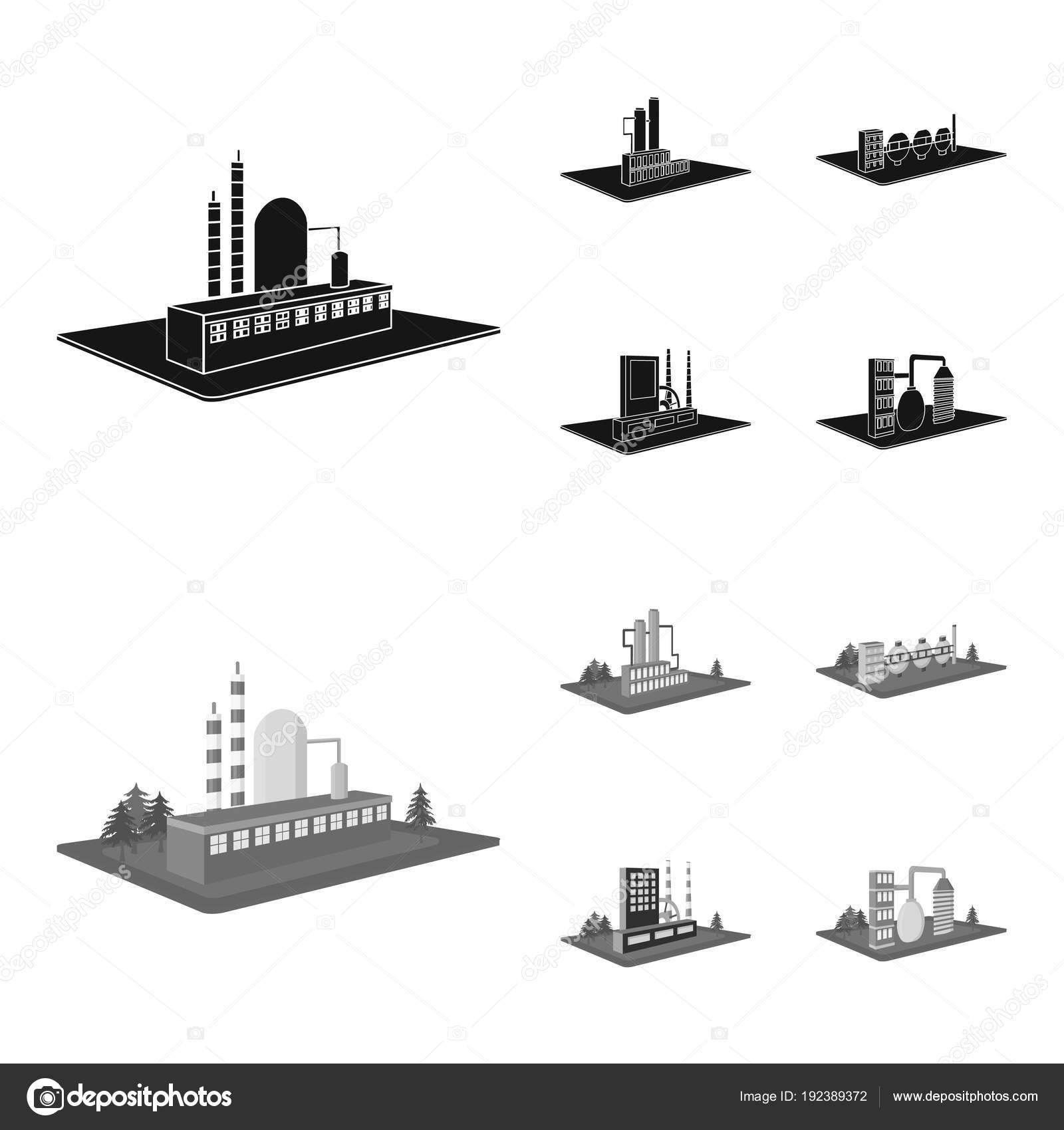 Processing factory,metallurgical plant. Factory and industry set ...