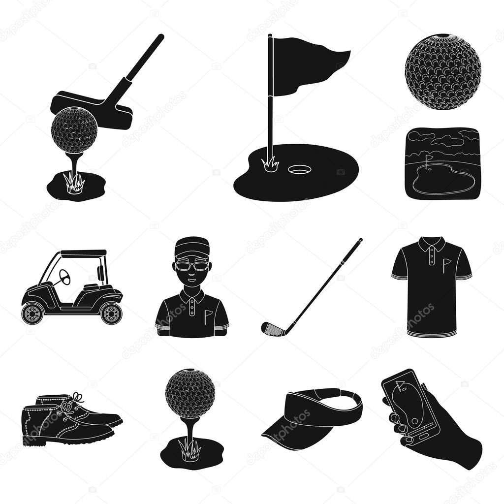 Golf y atributos iconos negros en la colección de conjuntos para design ...