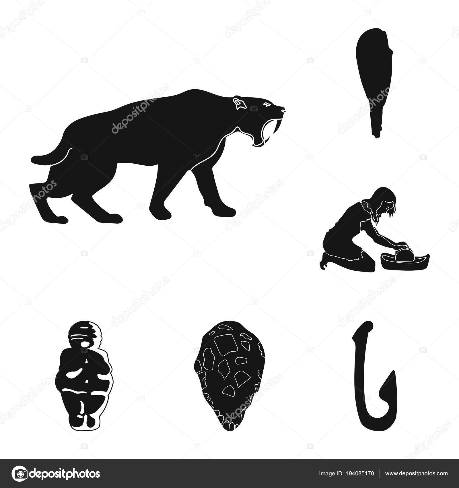 Life in the Stone Age black icons in set collection for design. Ancient ...