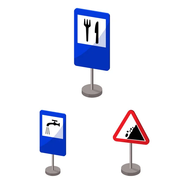 Different types of road signs cartoon icons in set collection for ...