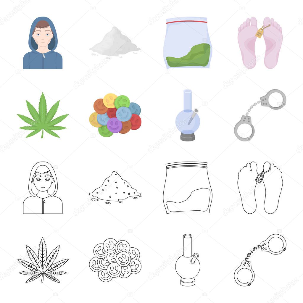 Hoja De Cáñamo Píldora De éxtasis Esposas Bong Drug Conjunto