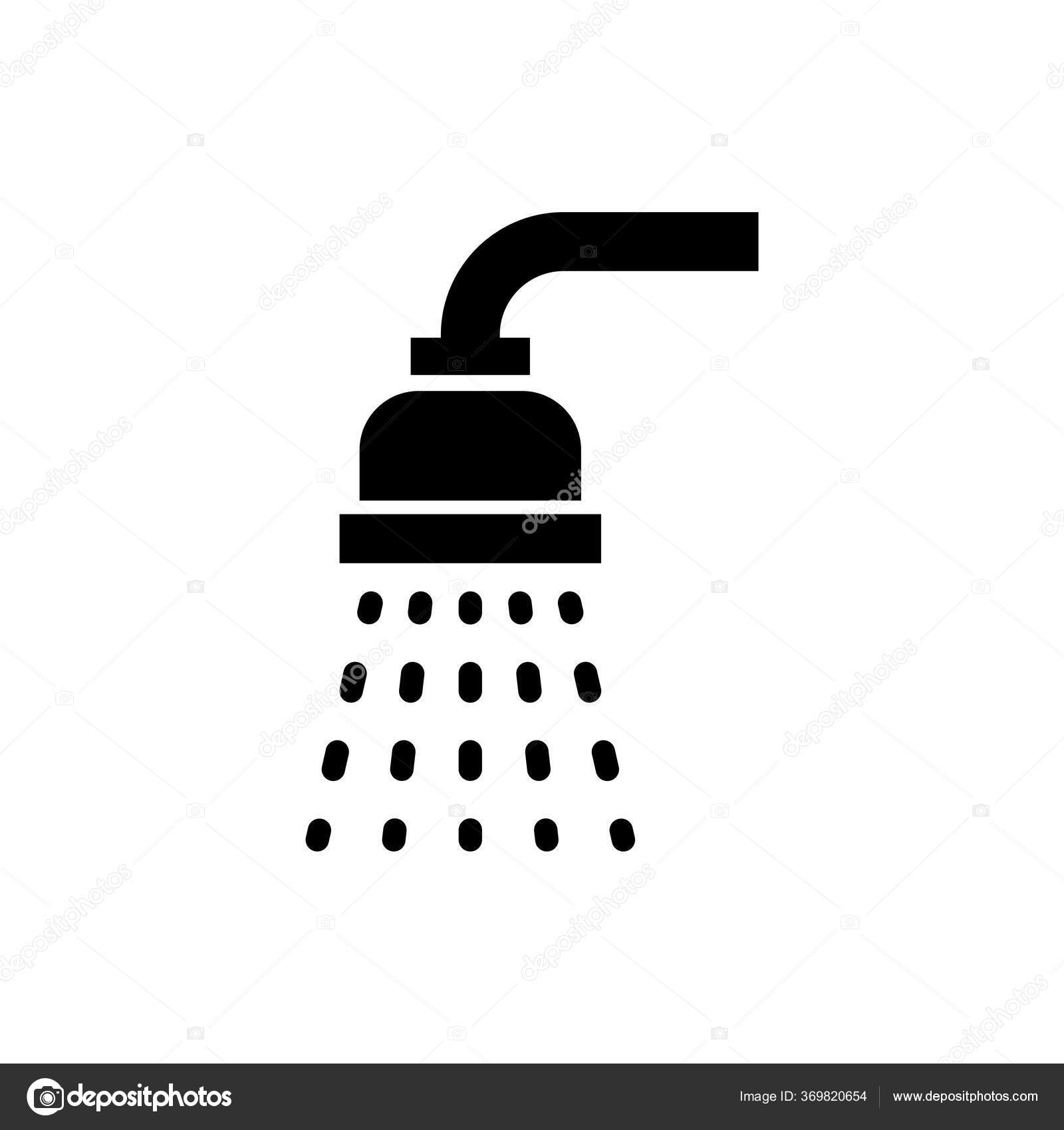 Shower Icon Vector Black Flat Design White Background Bathroom Icon ...