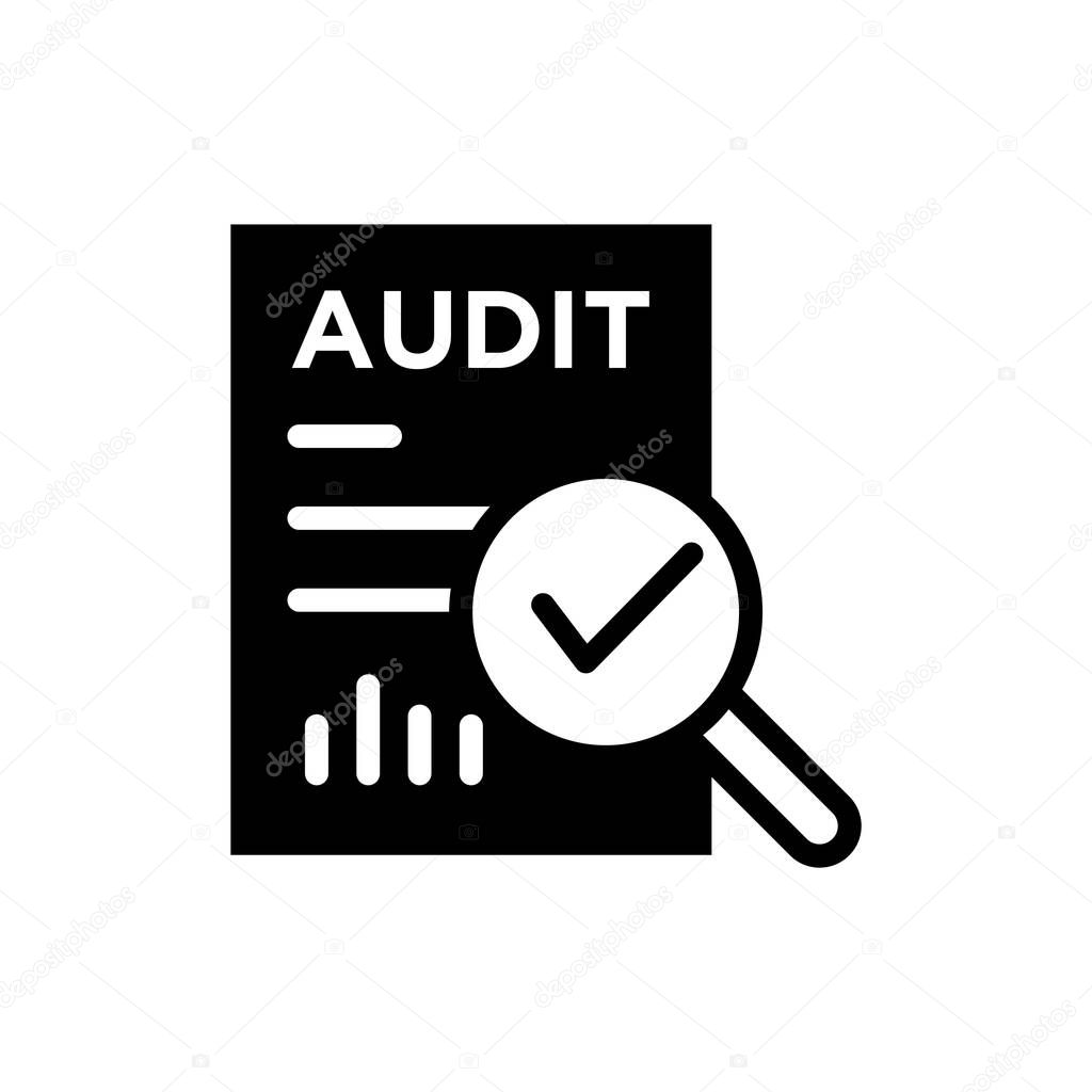 icono de auditoría en diseño plano negro sobre fondo blanco, iconos de ...