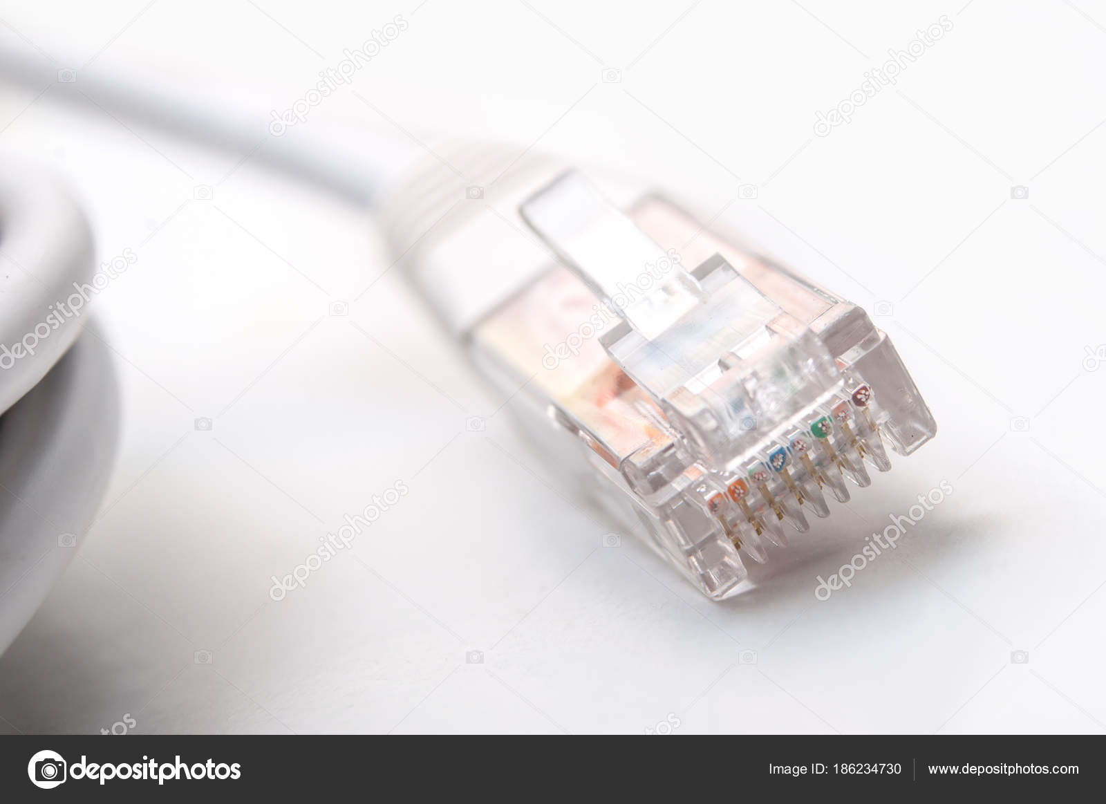Ethernet RJ45 white Network Cable on white background Stock Photo by ...