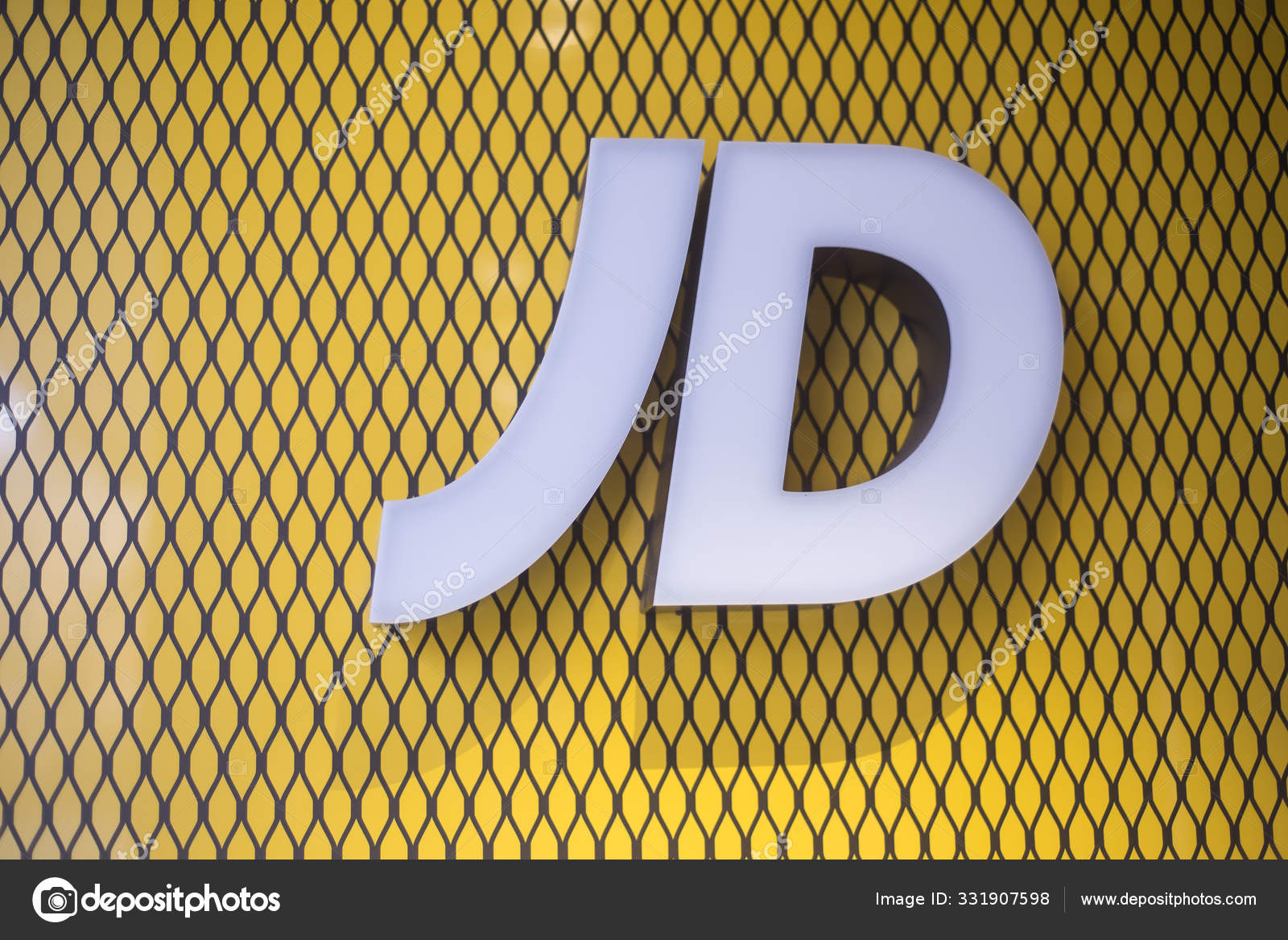 Logotipo de JD en la tienda, JD es la famosa marca de ropa deportiva ...