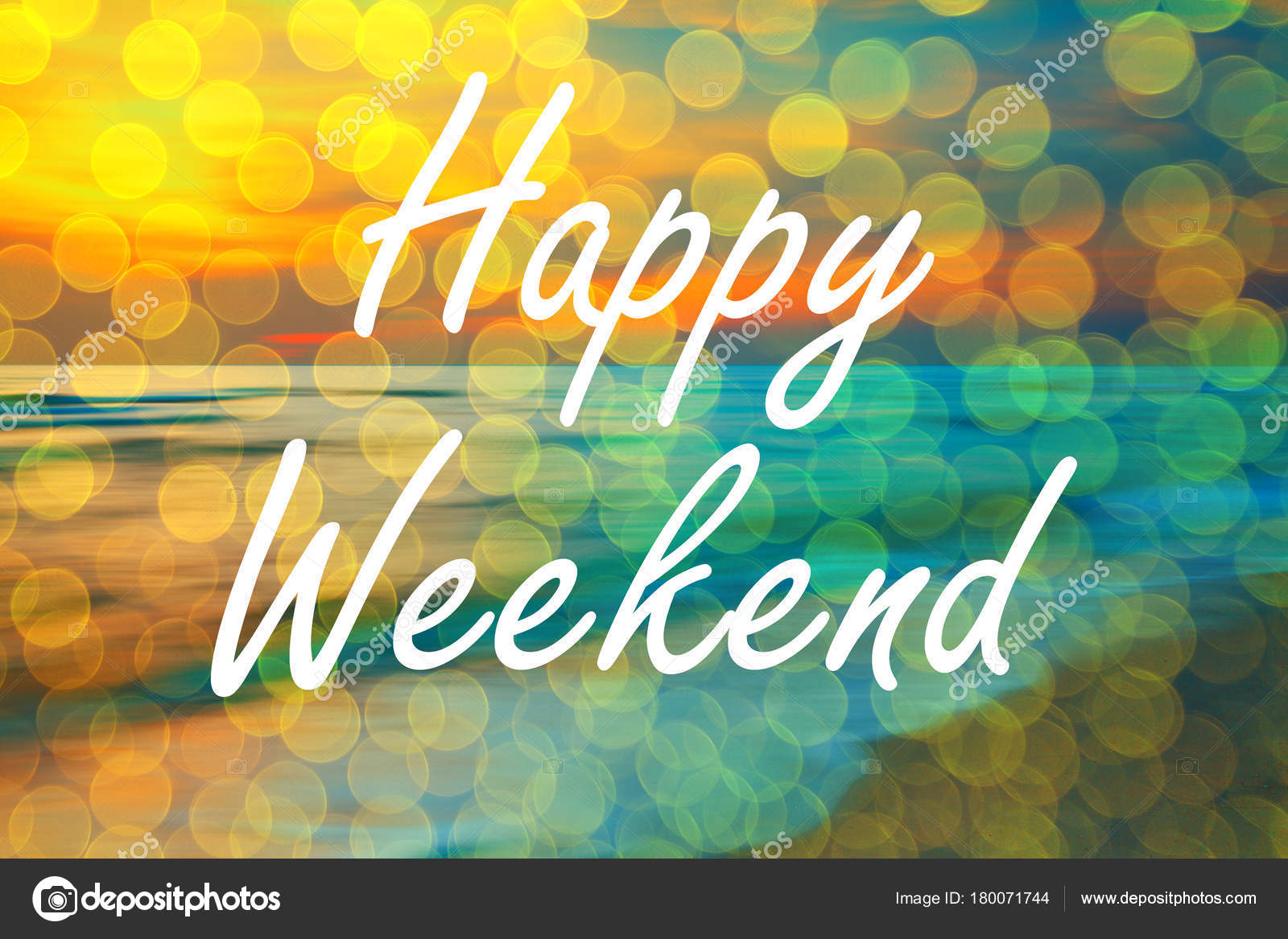Happy Weekend Text Beach Bokeh Background — Stock Photo © Kanoke46 ...