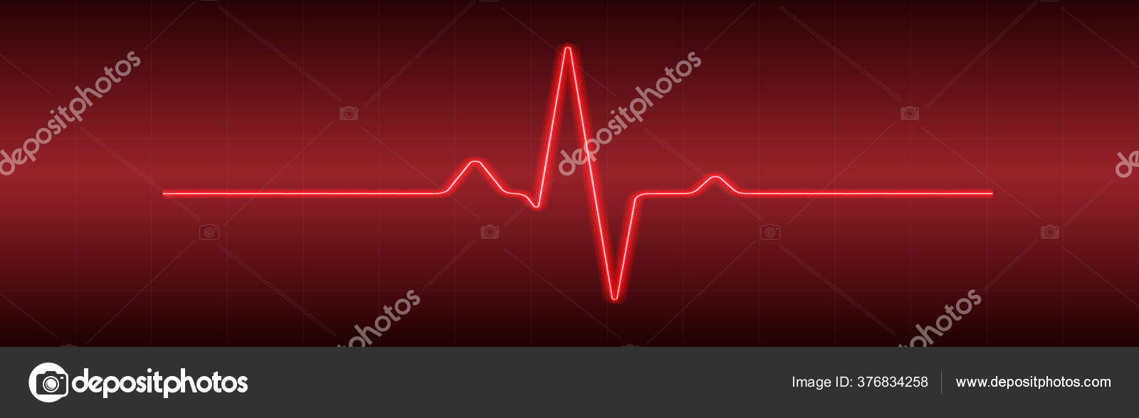 Heart Pulse Curved Red Line Red Black Background Vector Illustration ...