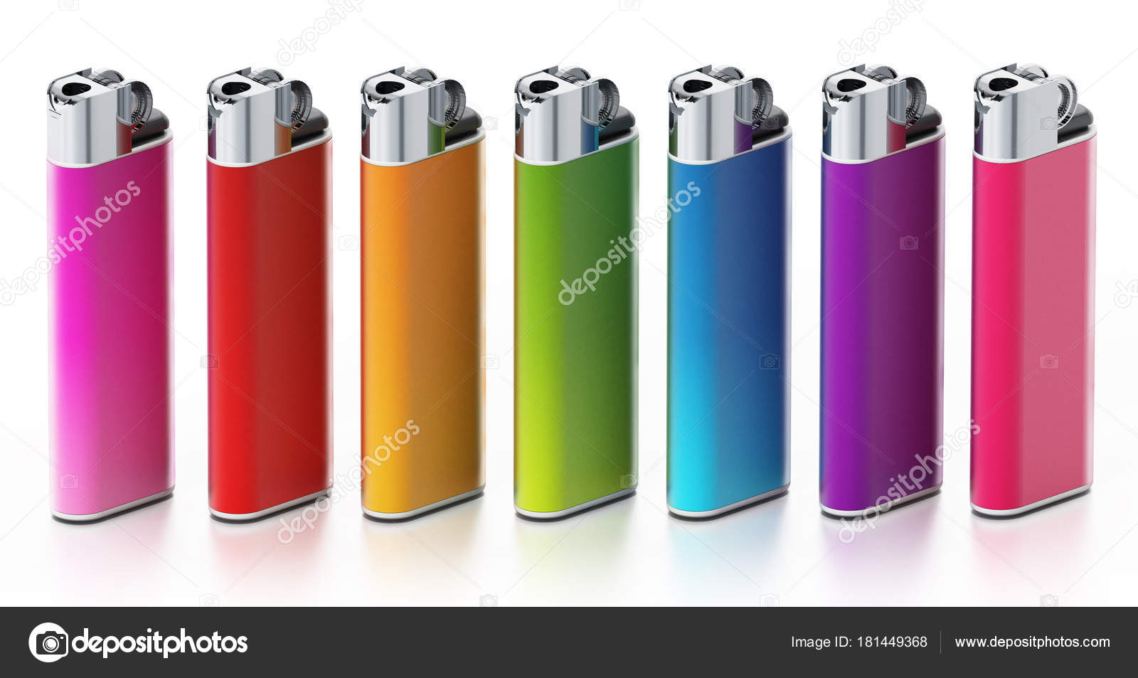 Generic multi colored lighters isolated on white background. 3D ...