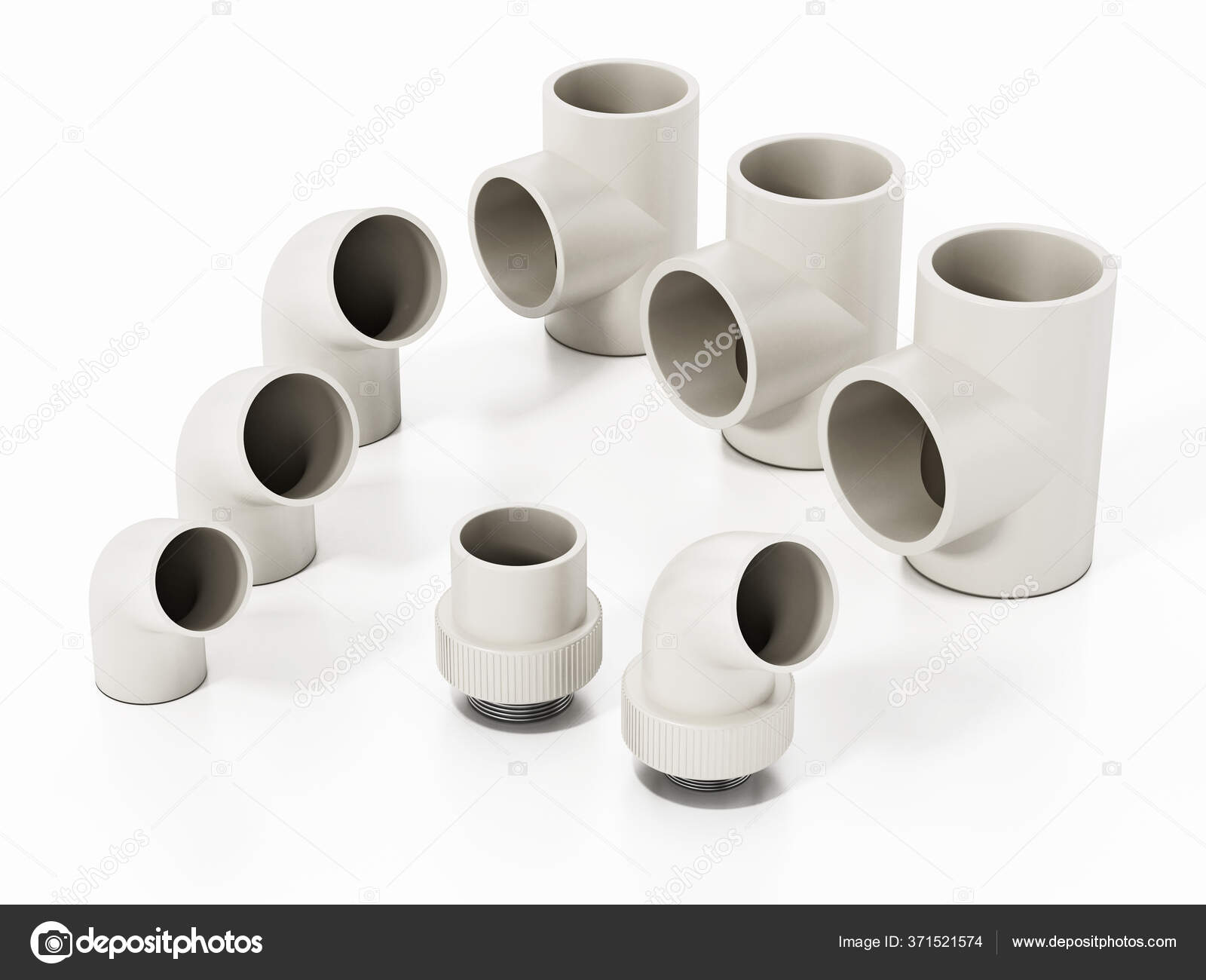Group Various Sized Pvc Connection Parts Isolated White Background ...