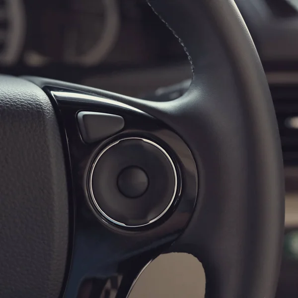 Blank control button on car steering wheel used for placed icon Stock ...
