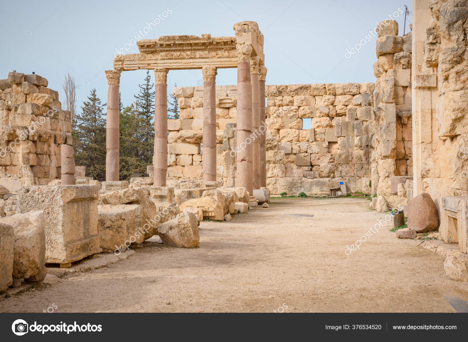 Carved Decors Roman Architecture Limestone Ancient Temple Bacchus ...