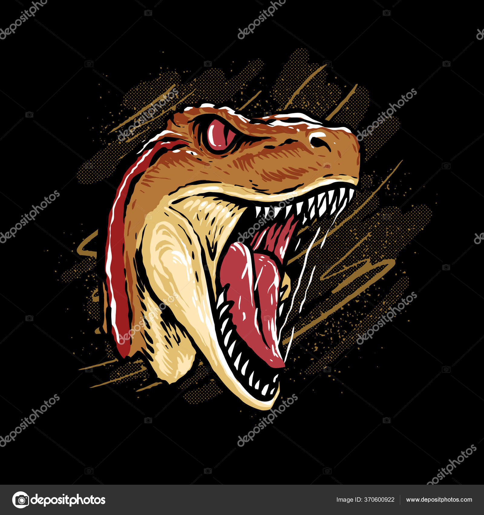 Raptor Head Art Vector Illustration — Stock Vector © singink #370600922