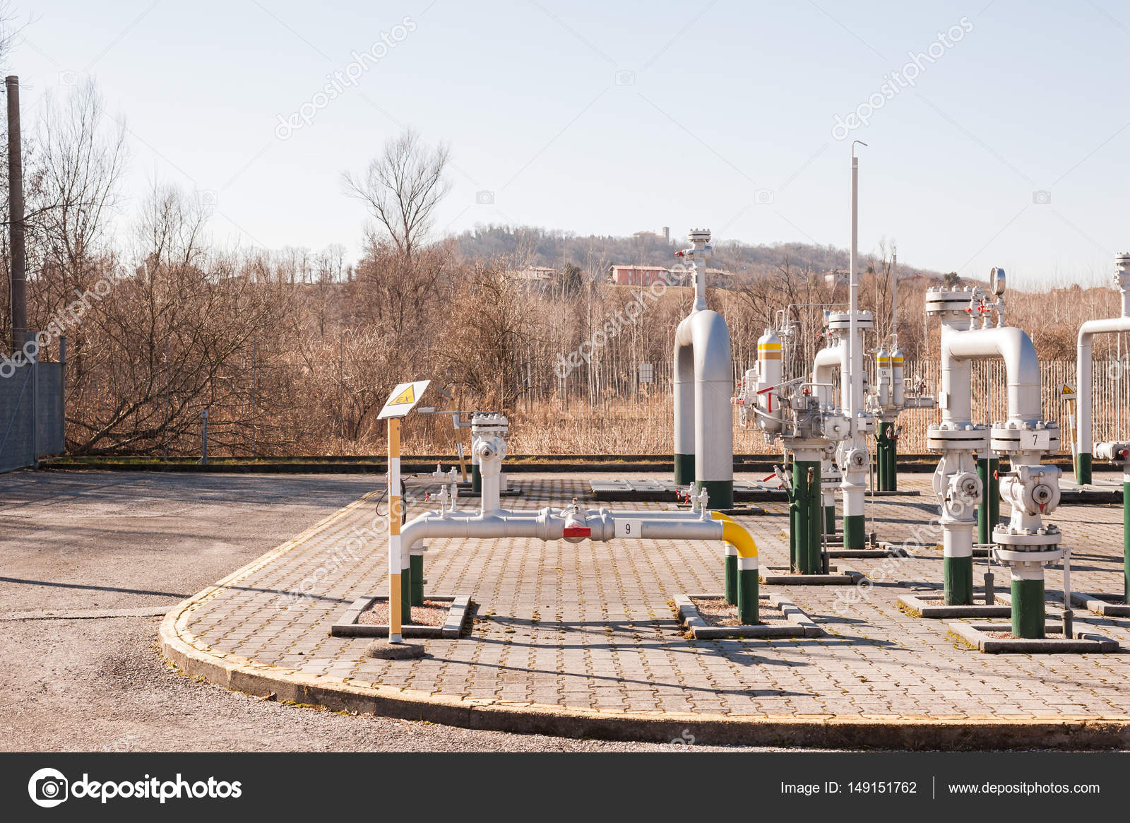Control station and gas pipe line junction. Pipe , tank and valv Stock ...