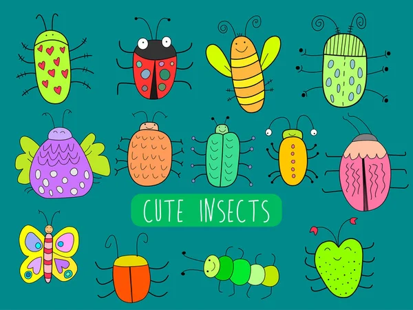 Cute happy insects Vector Art Stock Images | Depositphotos