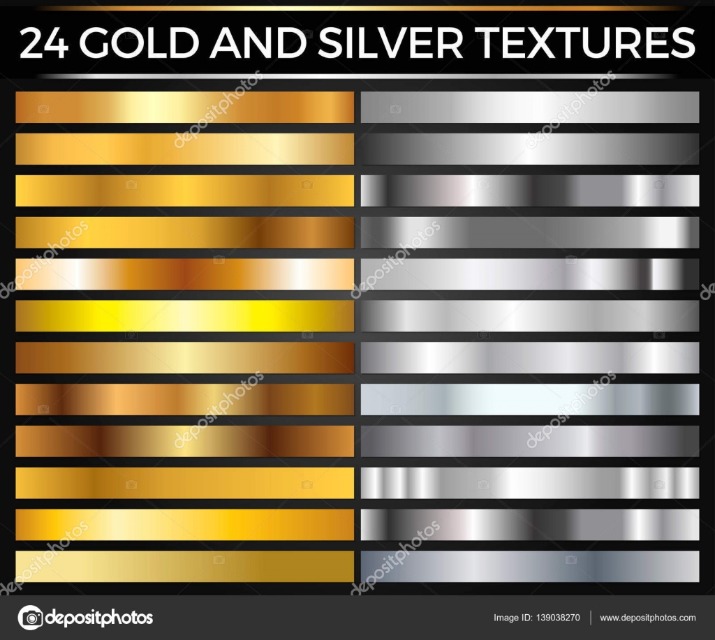 Vector Set of Gold and Silver Gradients, Gold and Silver Squares ...