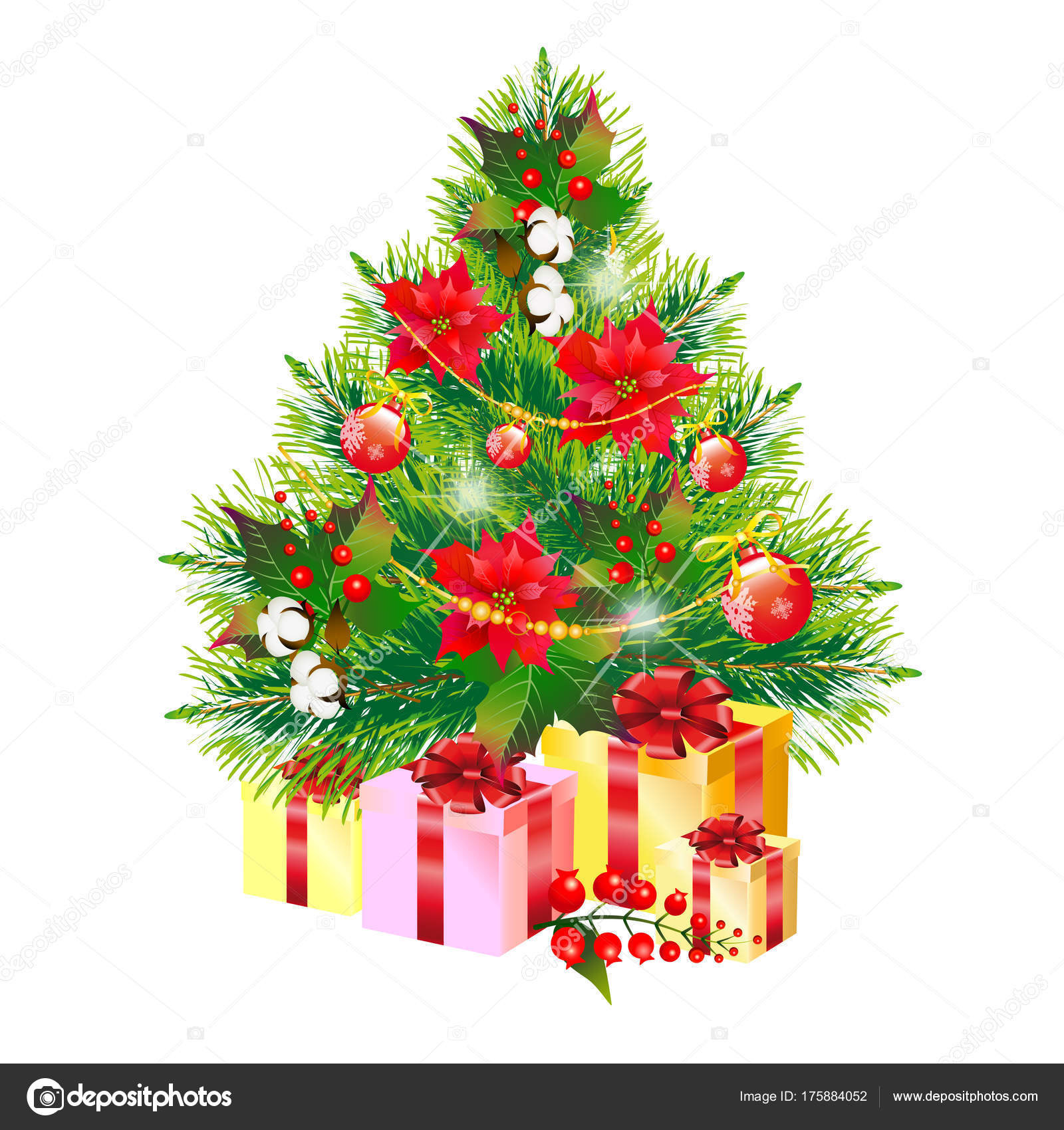 Christmas Tree Clipart Vector Flower