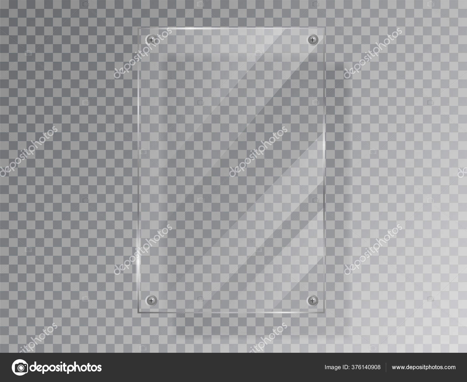 Realistic Glass plate of rectangular shape on transparent background ...