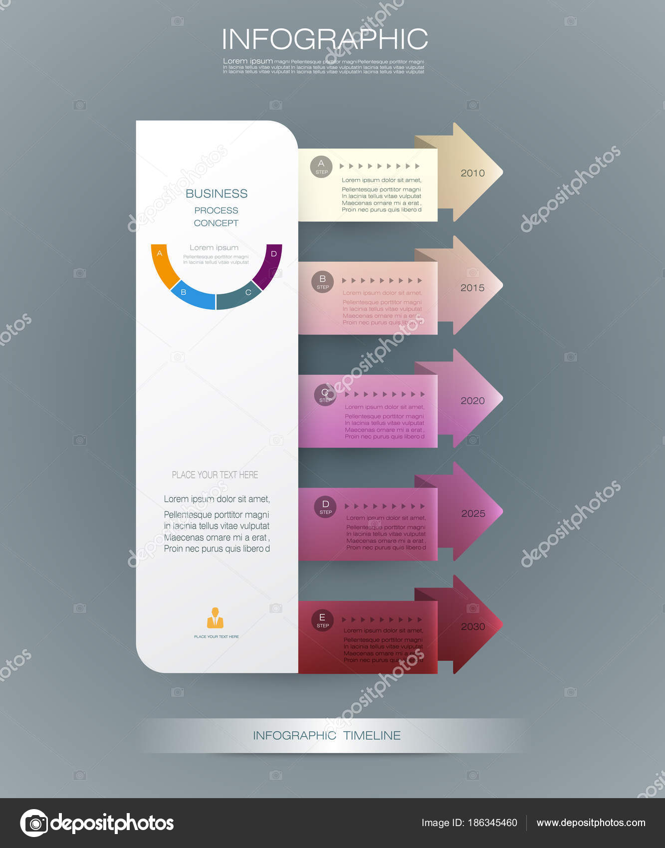 Vector infographics timeline design template with 3D paper label and ...