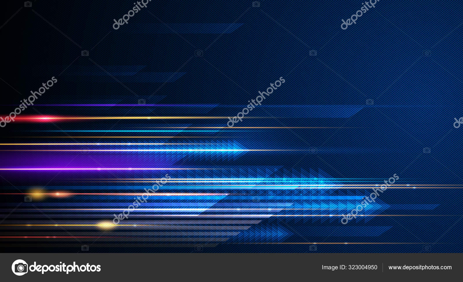 Illustration of light ray, stripe line with blue light, speed motion ...
