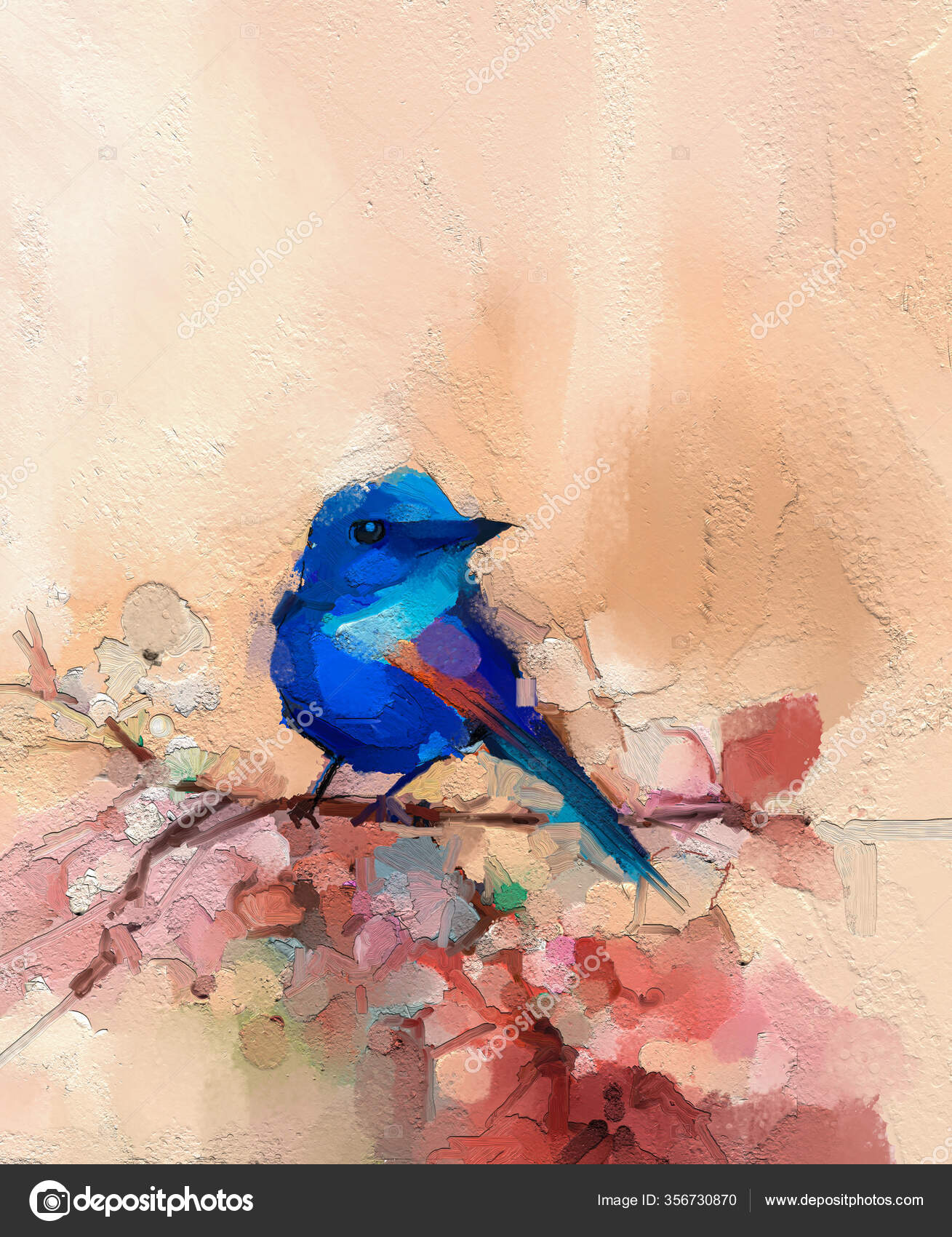 Abstract Blue Bird Painting