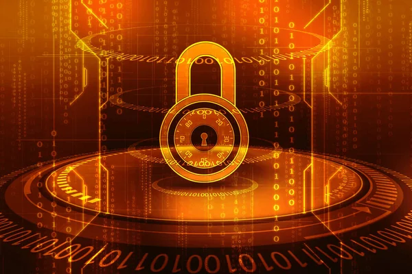 2d illustration Safety concept: Closed Padlock on digital background ...