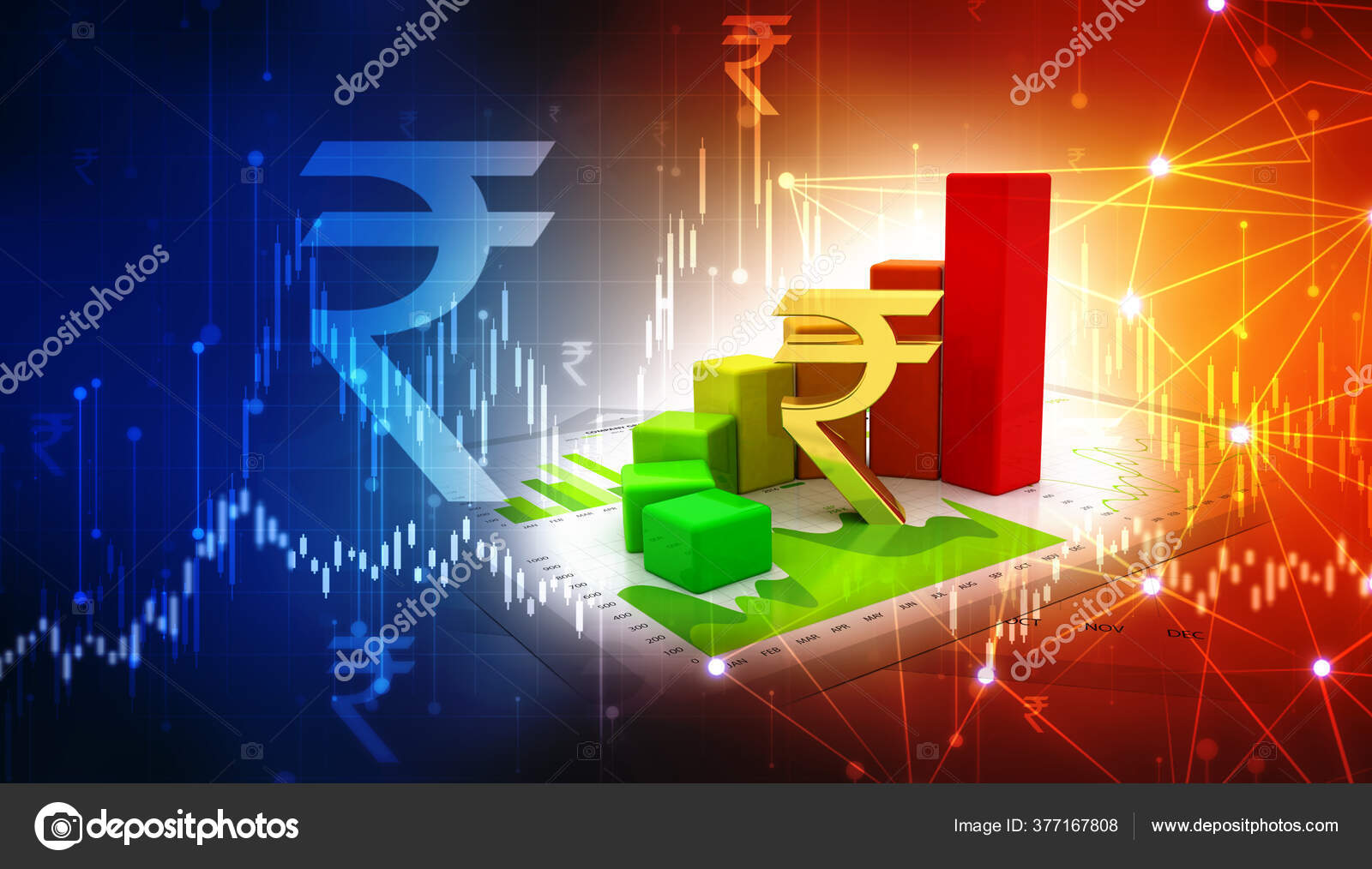 Business Graph Rupee Sign Indian Rupee Growth Concept Rupee Market ...