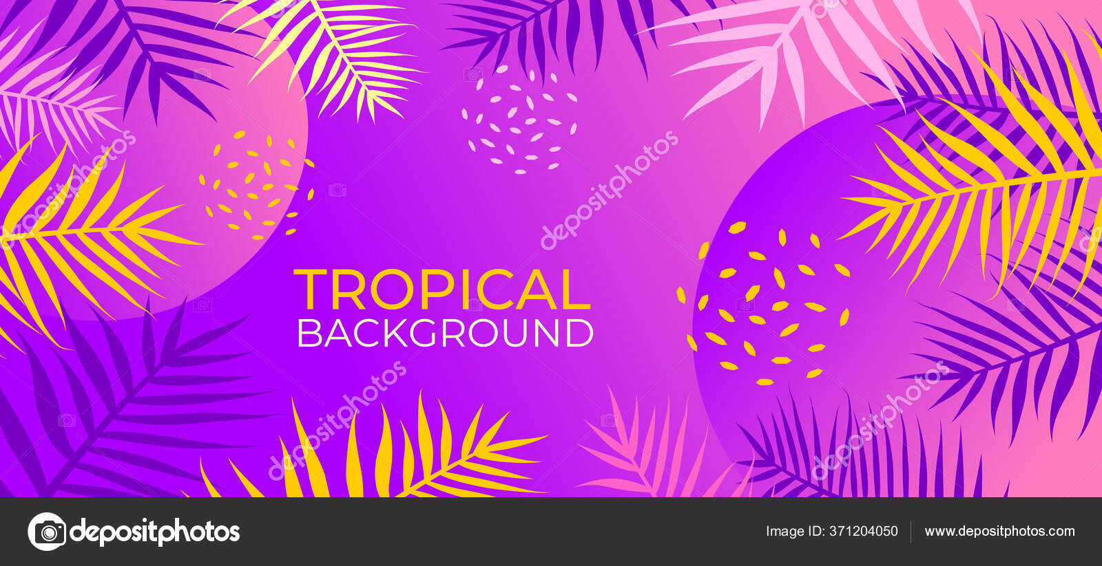 Neon Tropical Fluid Horizontal Background Jungle Plants Vector Exotic ...