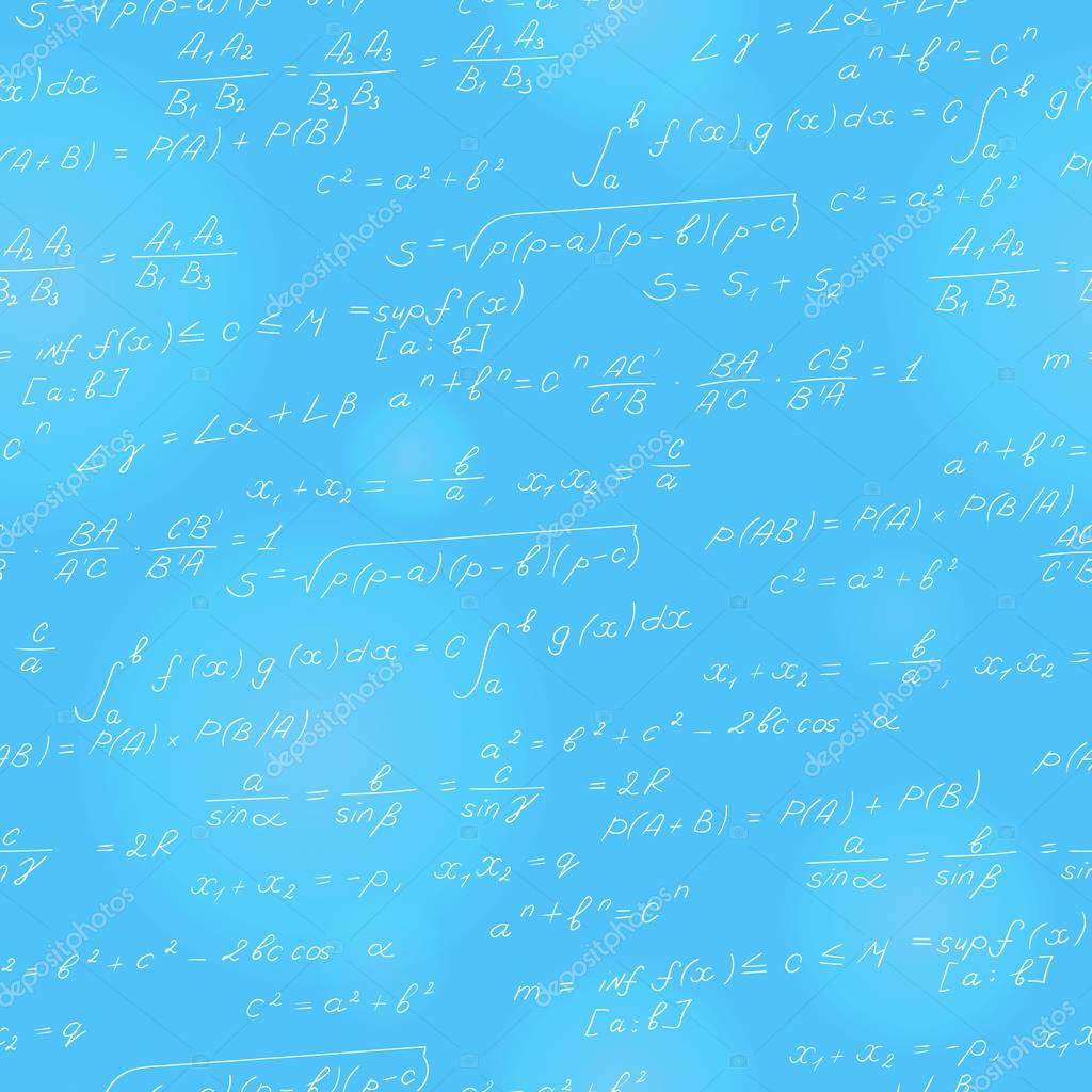 Patrón sin fisuras sobre el tema de las matemáticas, fórmulas, teoremas ...