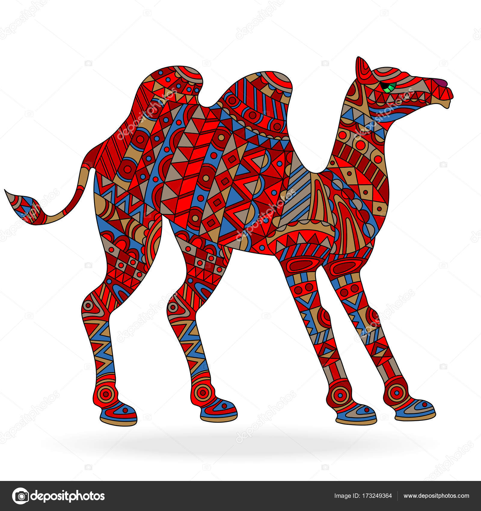 Illustration with abstract patterned camel on white background ...